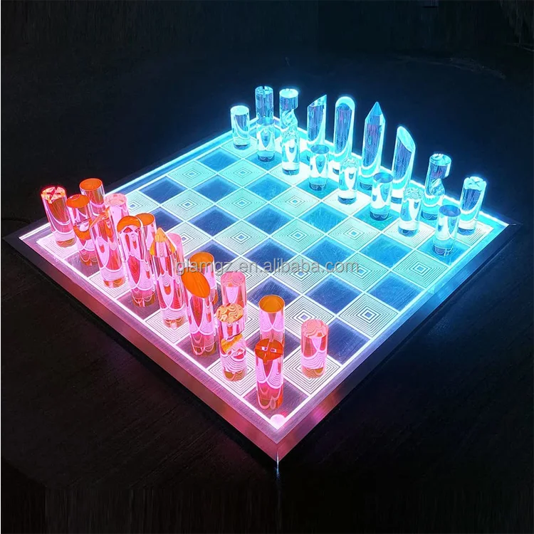 Acrylic LED Chess Set - Colorful Family Game & Decoration