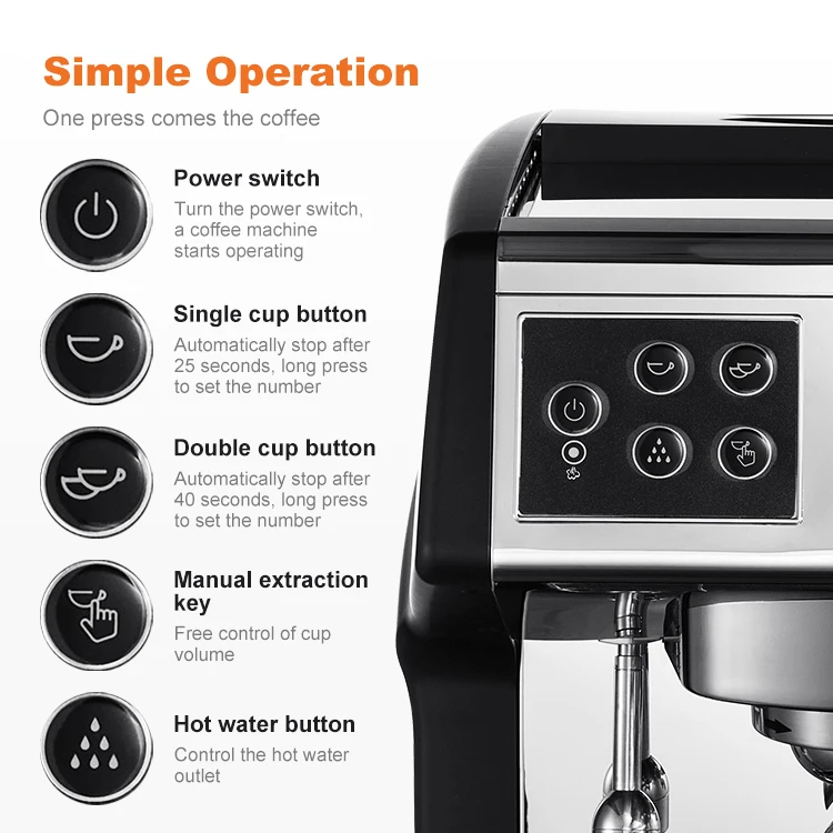 1.7L Smart Automatic Espresso Coffee Machine Professional Built in Milk ...