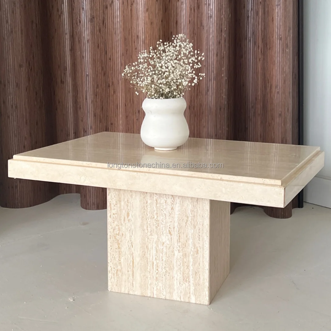 Modern Rectangle Travertine Coffee Table Natural Stone Furniture ...