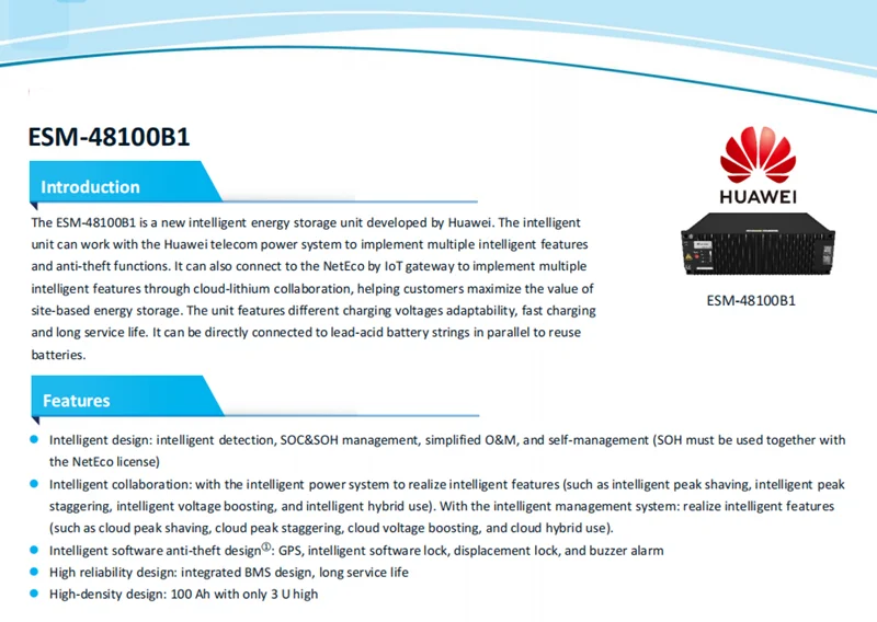 48V 100ah Lithium-Ion Battery Esm-48100b1 for Network Communication