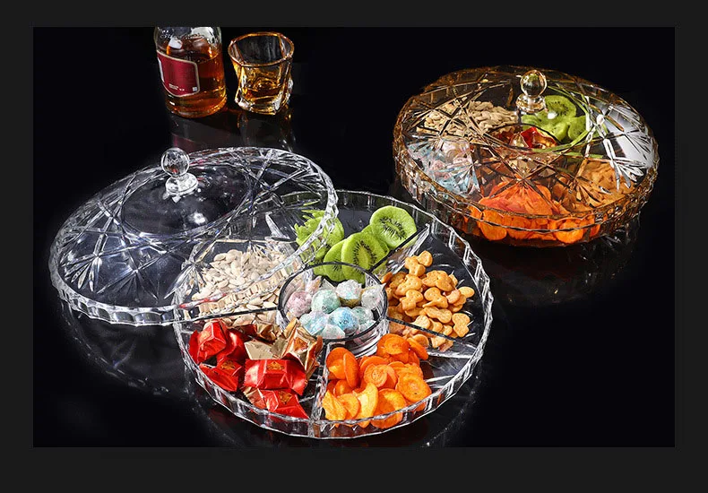 Clear Acrylic Snack Tray with Lid Candy Nut Dry Fruit Plate| Alibaba.com