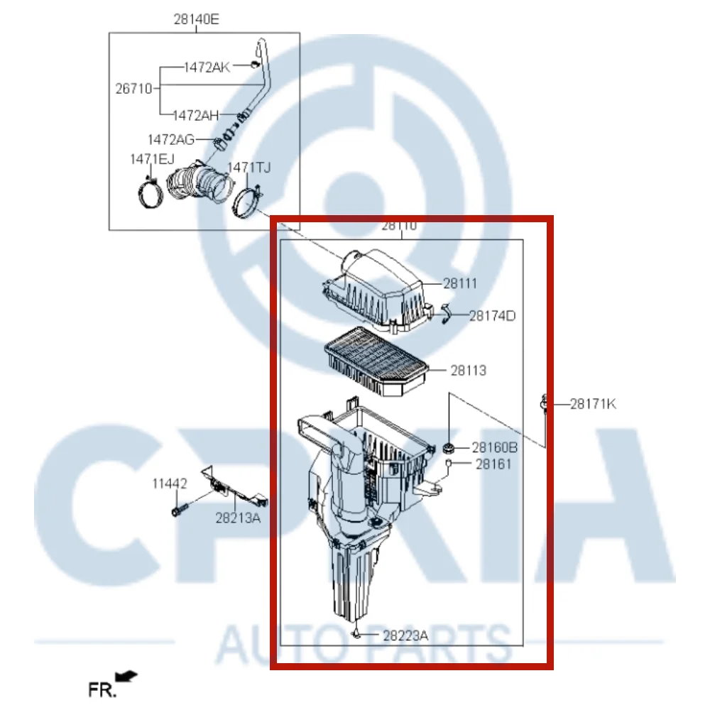 28110H7100 Air Cleaner Box Assembly for Soluto, Stonic, Reina