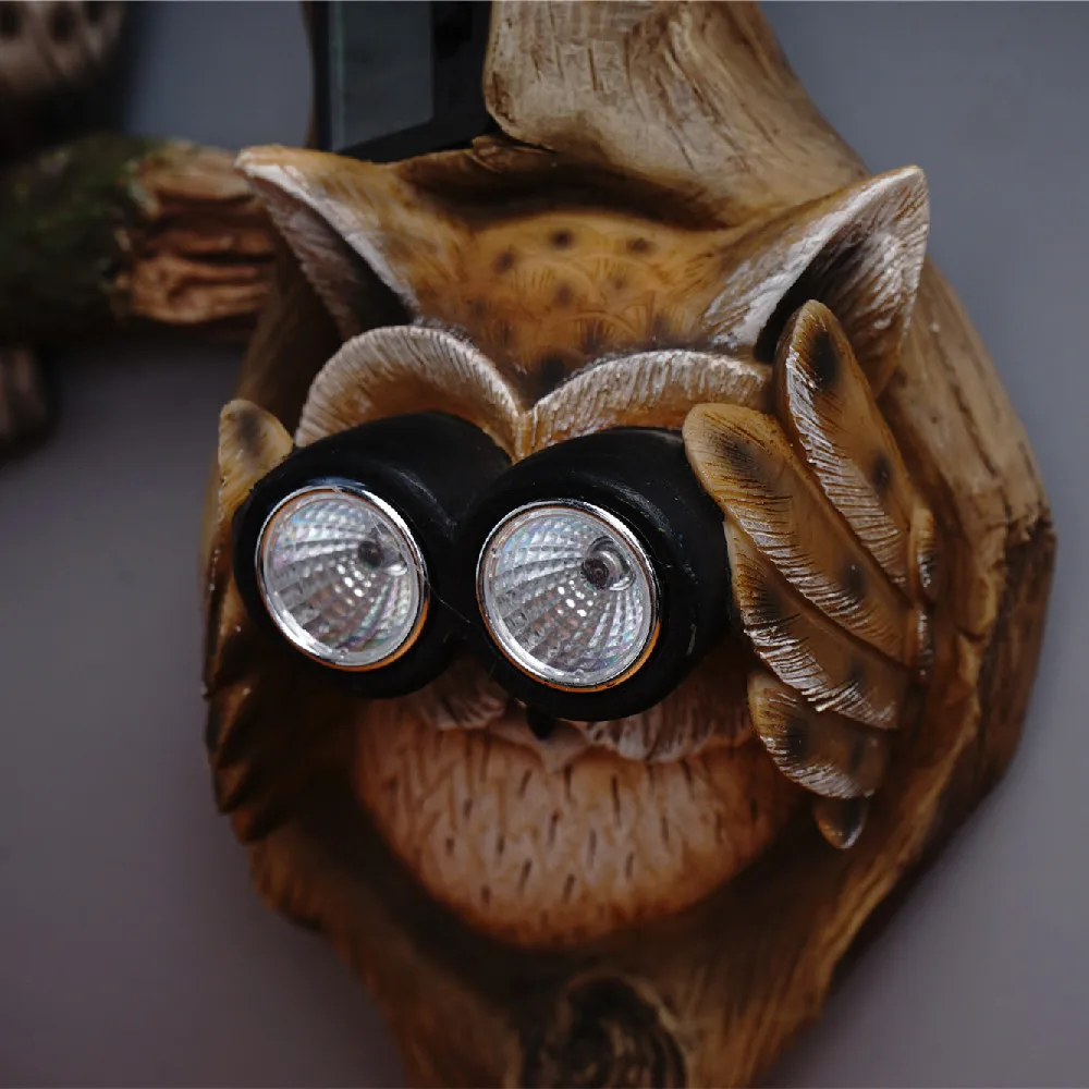 Lbr Owl Garden Statue Garden Decor With Solar Led Lights For Wall For ...