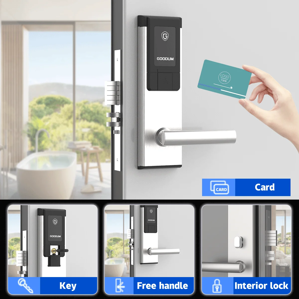 Goodum Smart Hotel Door Lock Two-way Rfid Card And Key System For Hotel ...