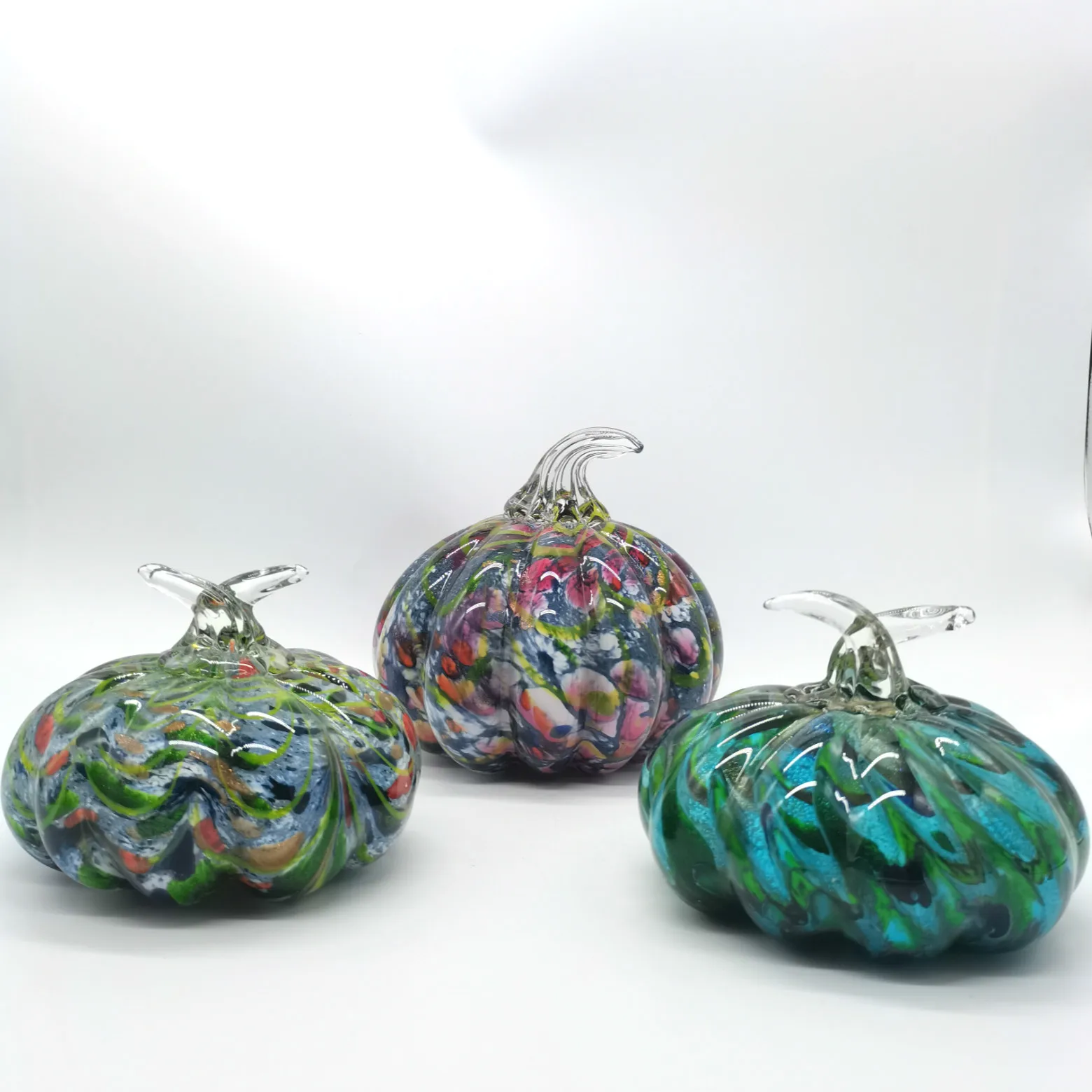 Various Handmade Murano Art Glass Pumpkins For Halloween Decorations ...