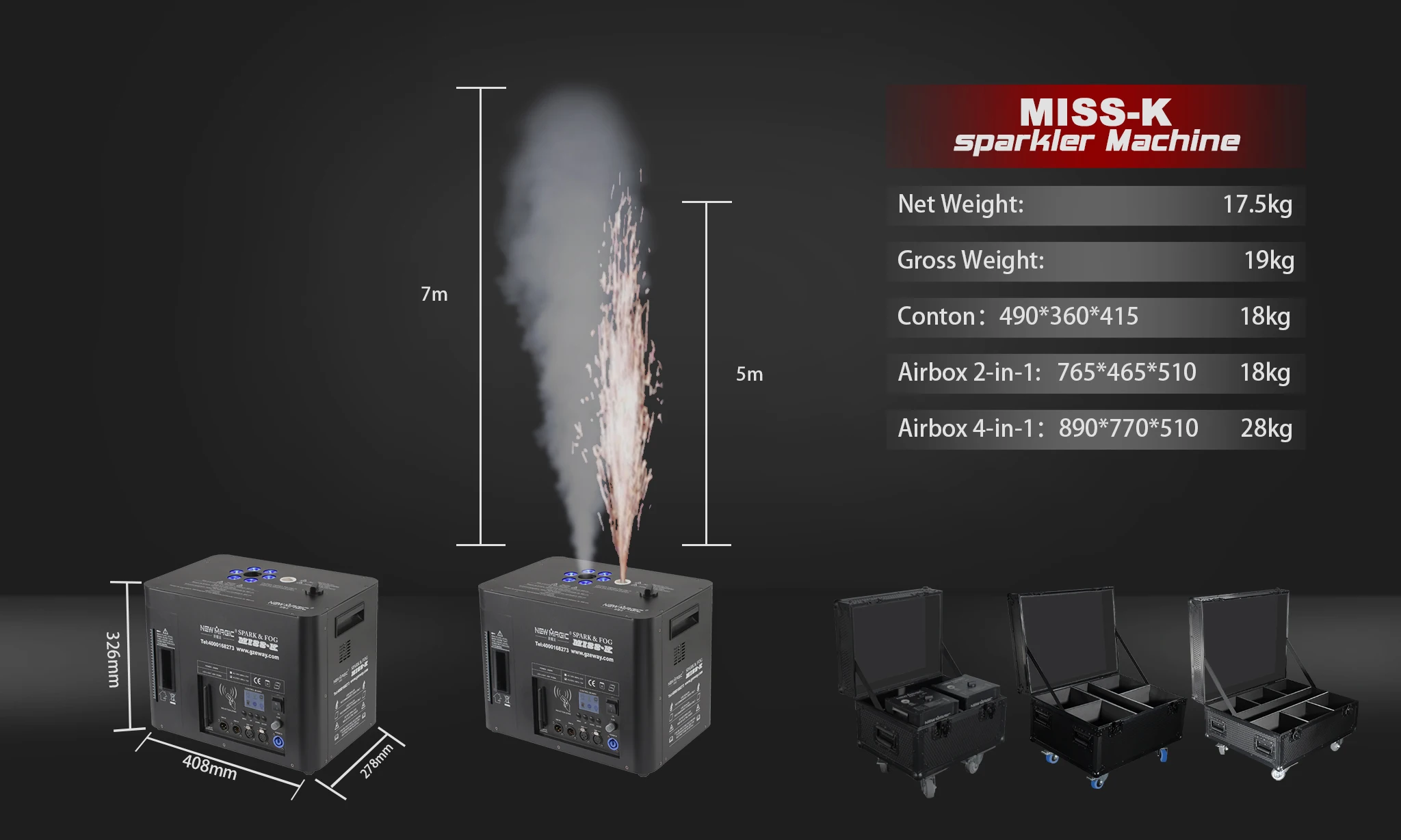 Miss-k Dmx Electronic Fireworks With Led Fog Spark Machine Cold ...