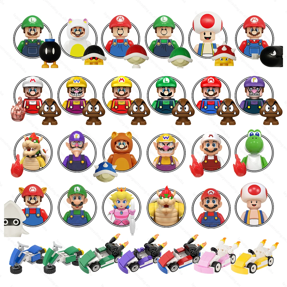 Leguoguo Mario Minifigs Mario Bros Set Super Kinopio Wario Luigi Koopa ...