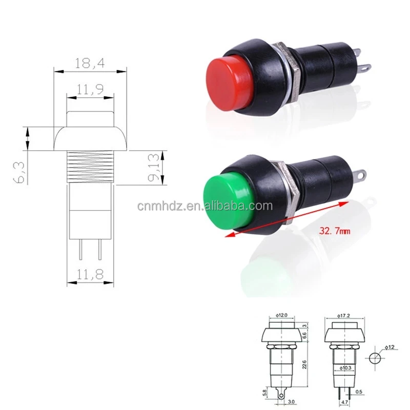12mm Pbs-11a 11b Mini Selector Instantaneous Self-locking Plastic 220v ...