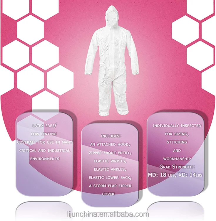 Hazmat-suit Safe Suit Men Ppe Isolation Hazmat Spray 70 Gsm Work White ...