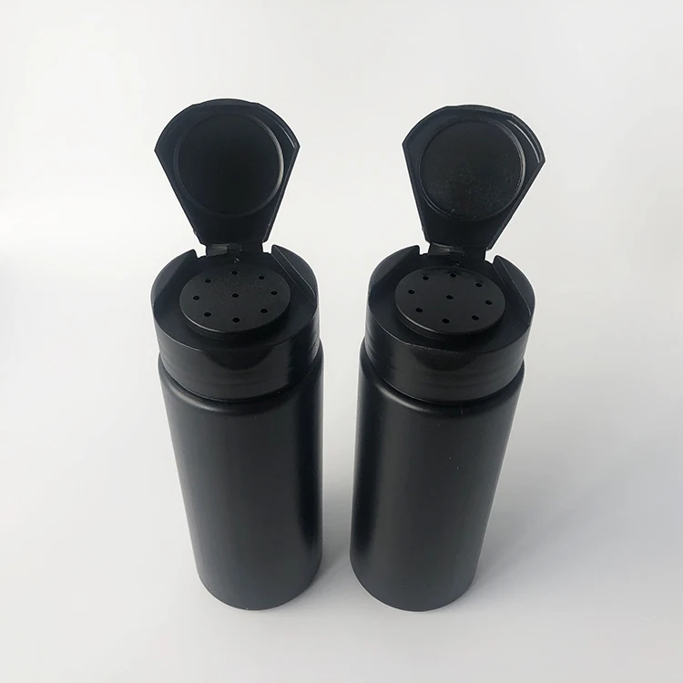 Custom Logo 150g Plastic Black Talcum Powder Bottle