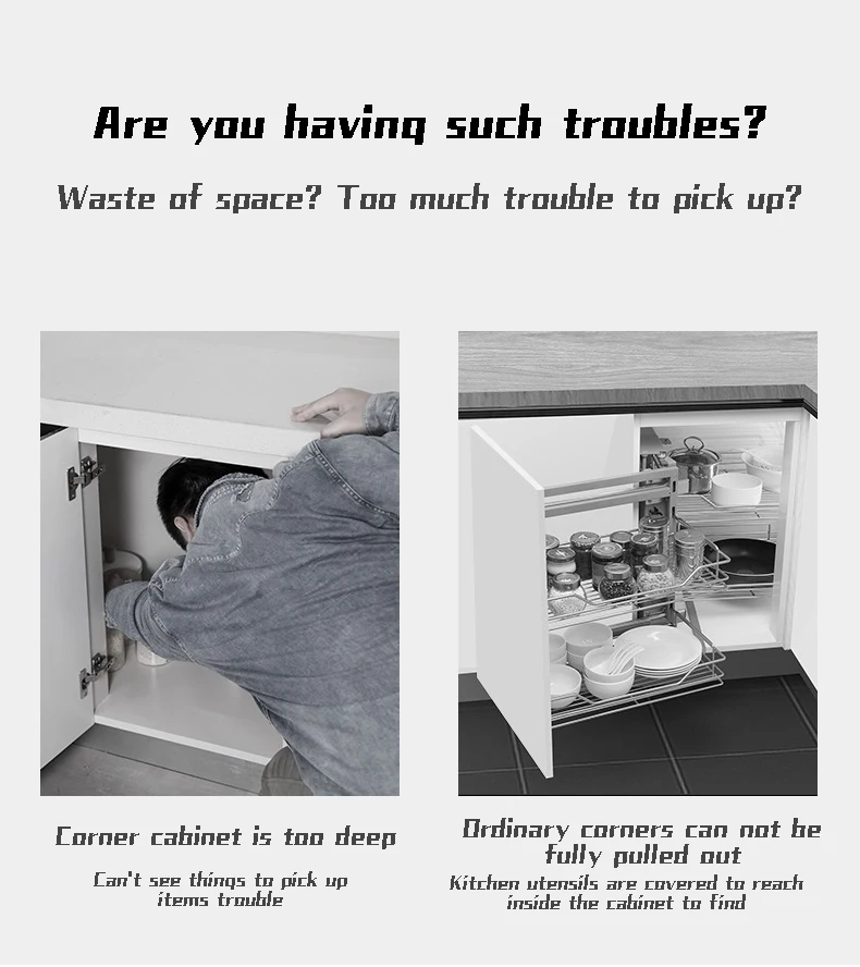 Kitchen Universal Magic Corner For Kitchen Cabinet Blind Corner Swing ...