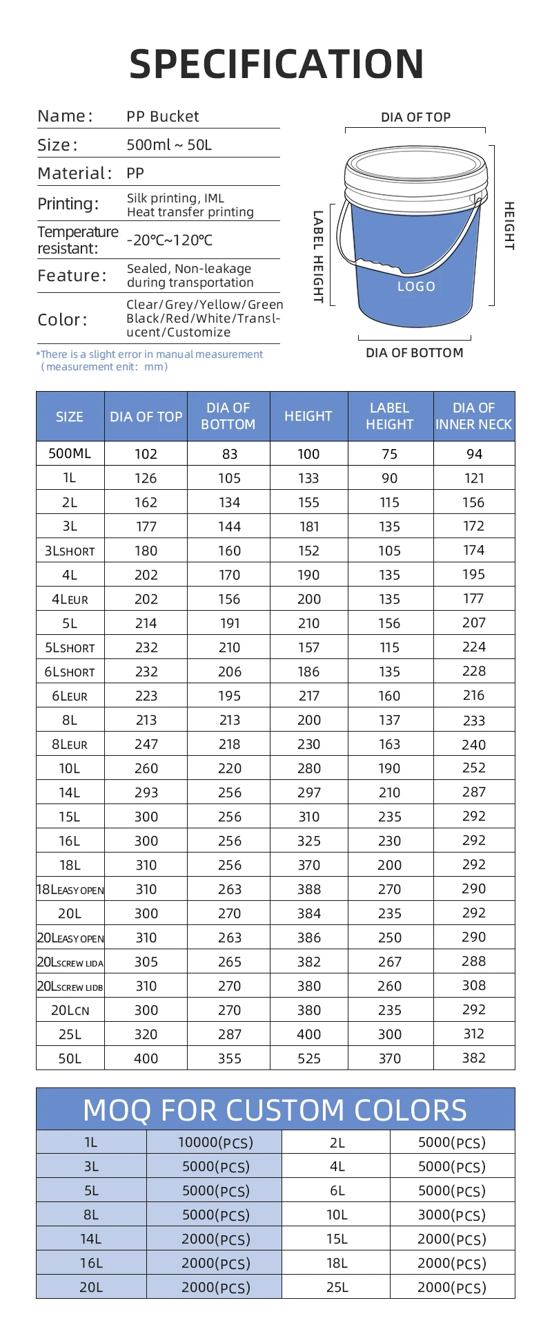 12oz 25oz Takeaway Juice Fruit Milk Boba Tea Plastic PP Buckets with ...