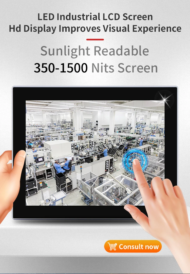 OEM/ODM IP65 Waterproof 350-1000nits Brightness Industrial LCD Monitor ...