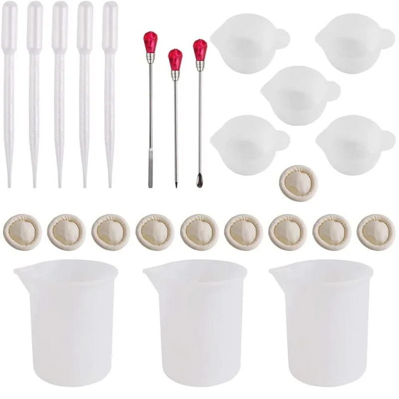 Silicone Resin Measuring Cups Tool Kit, Plastic Transfer Pipettes ...