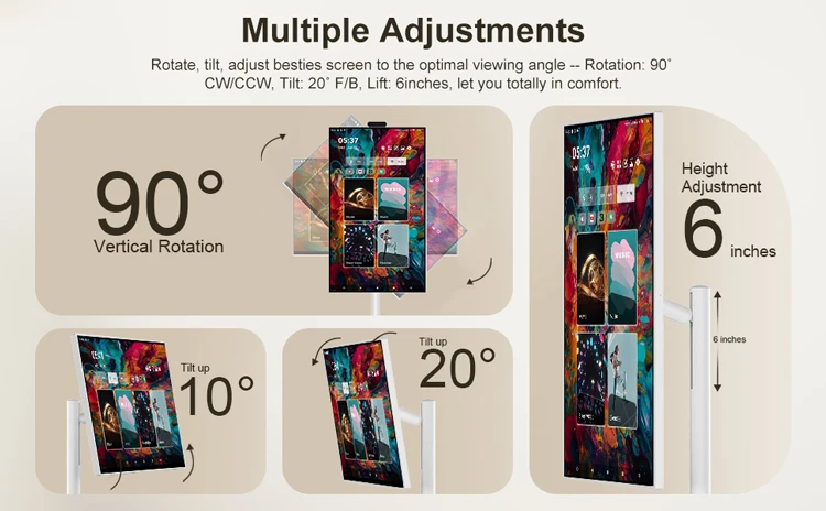 Portable 32 Inch LCD TV with FHD IPS Touch Screen