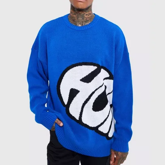 Logo Customized Jacquard Sweater Long Sleeve Casual Fashion Pullover ...