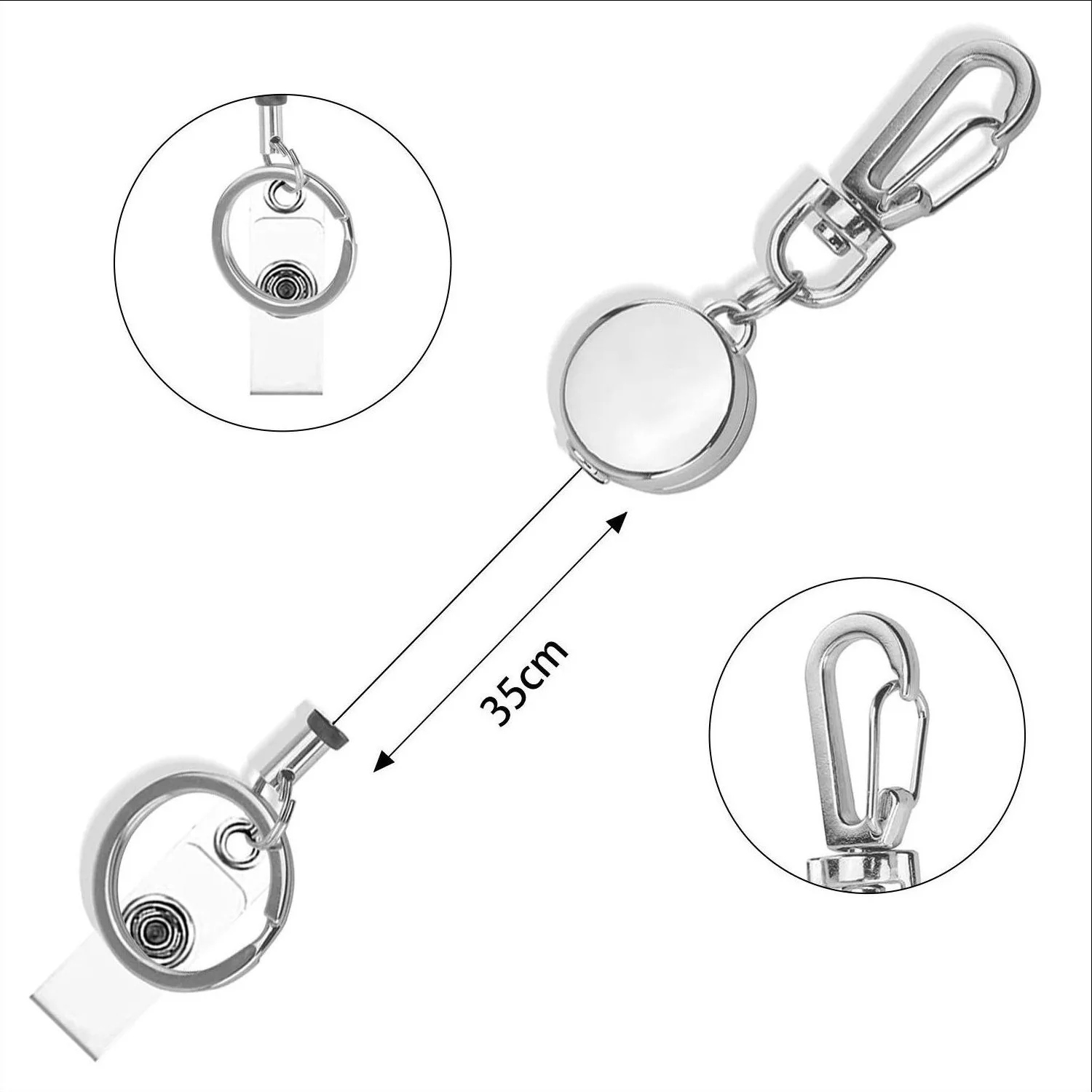 Mini Cute Metal ID Card Holder Badge Holder Retractable Badge Reel with ...