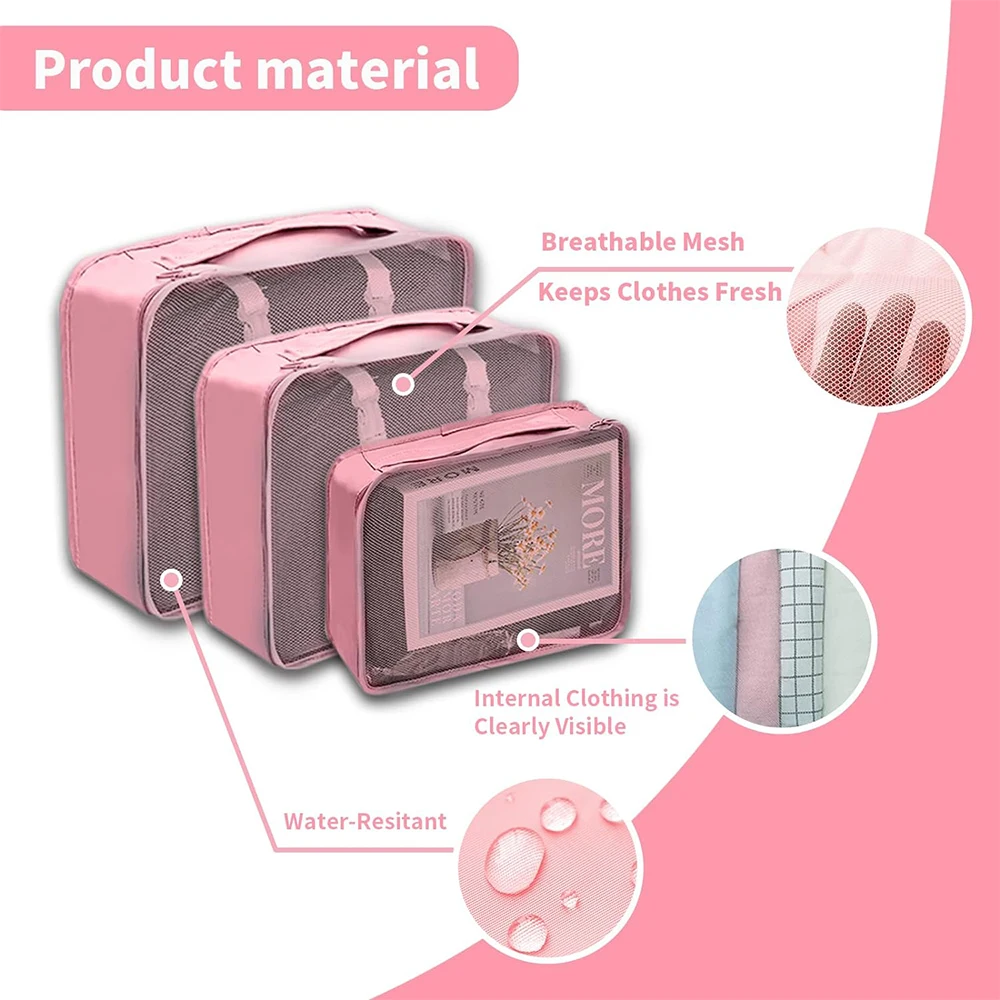 7 Set Travel Packing Pouches Travel Cubes For Suitcases Lightweight ...