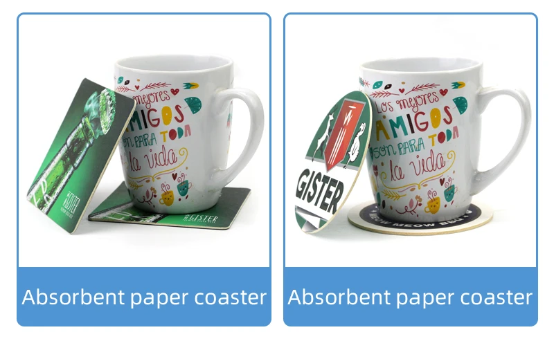 Custom Printed Drinks Coaster Black Hard Cardboard Paper Coaster Wood ...