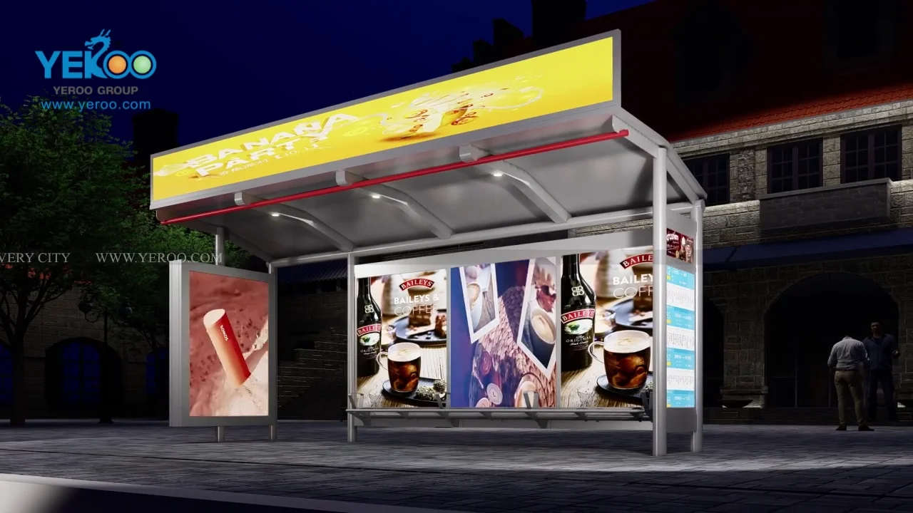 Outdoor Bus Station Stainless Steel Bus Stop Shelter With Solar Panel ...