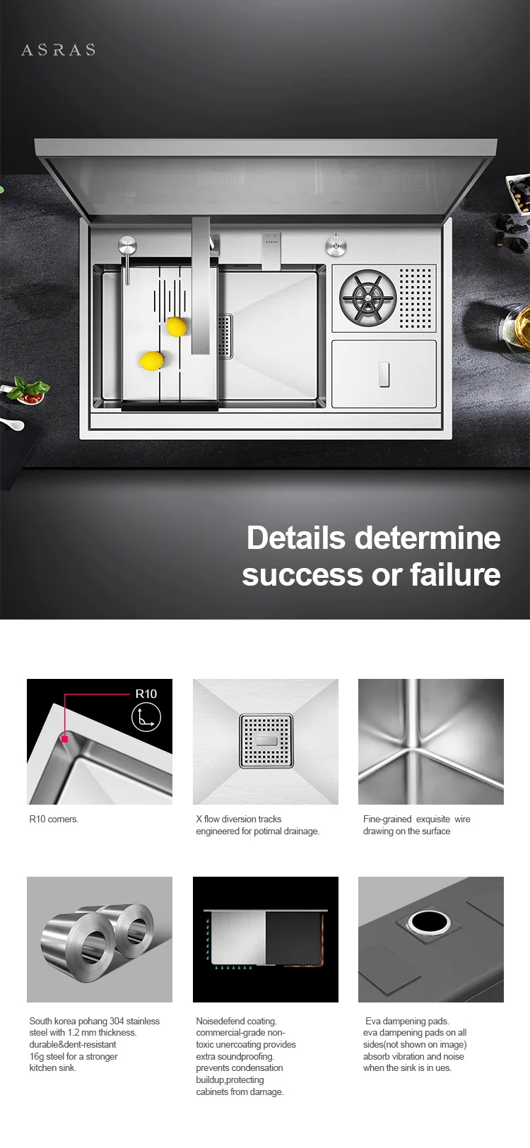 Asras SUS304 Hidden Sink Lids - Durable & Stylish Solutions