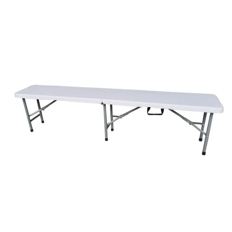 6FT White Plastic Fold in half Bench Outdoor Garden Portable Benches ...