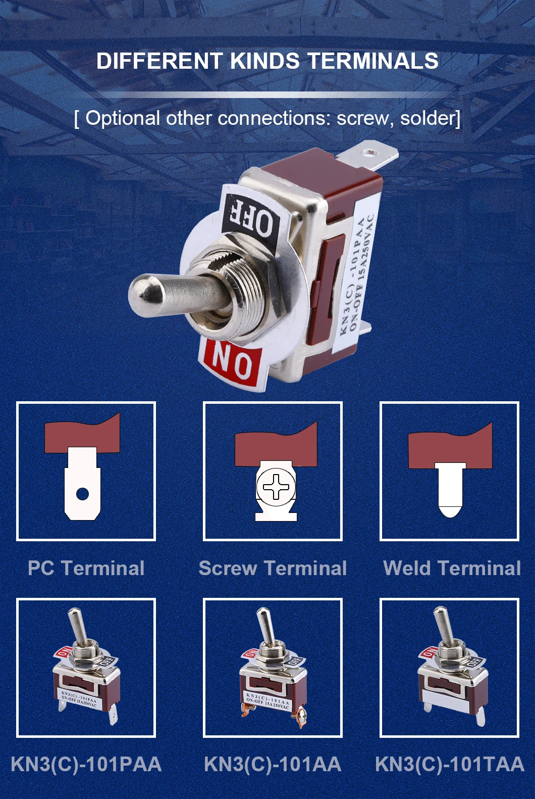 Toggle Switch Made In China On-off Latching 5mm Pin Terminal Toggle ...