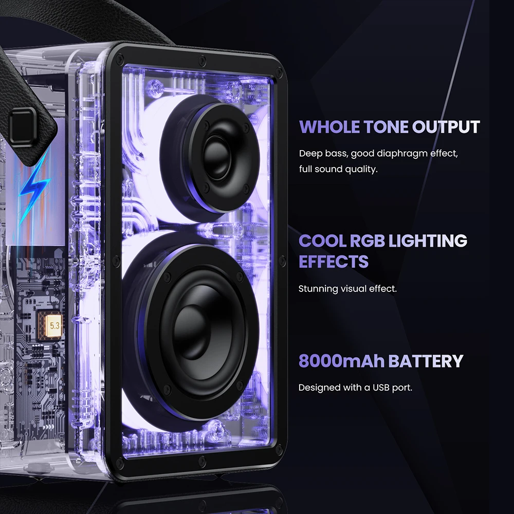 80W Cyberpunk Wireless Speaker - Low Latency & RGB Lights