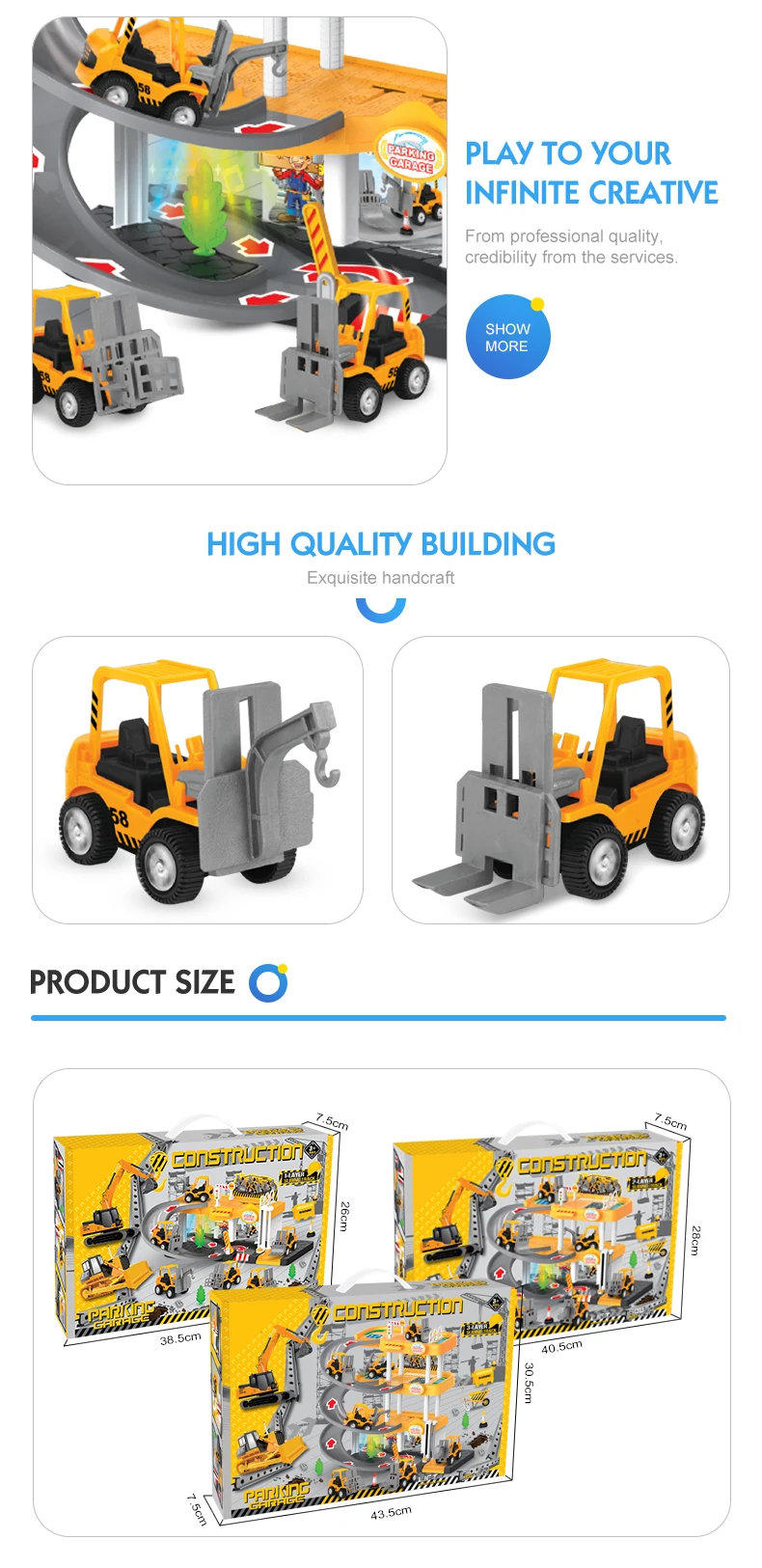 Construction Site Toys With Trucks Lights And Music Vehicles Toy With 2 ...