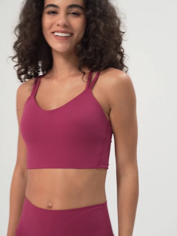 Like A Cloud Ribbed Longline Bra Light Support Crisscross Cropped ...