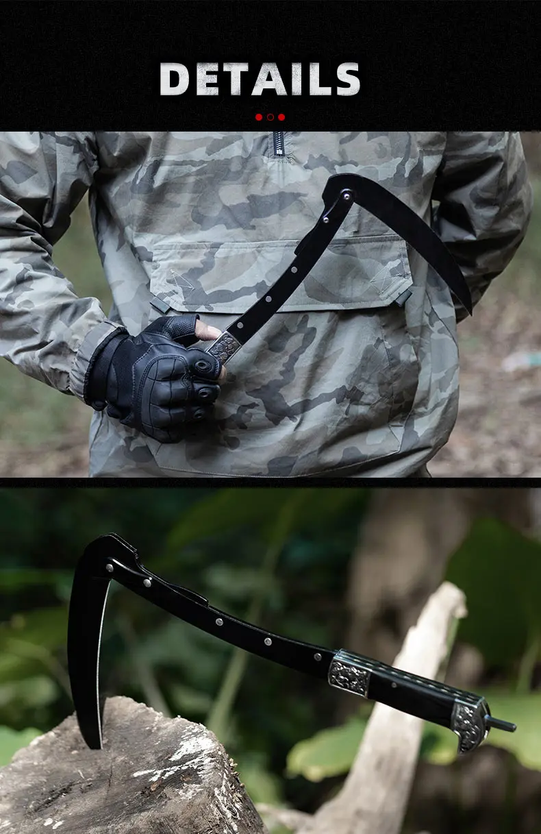 Black Sharp Edge Folding Sickle - Garden & Survival Tool