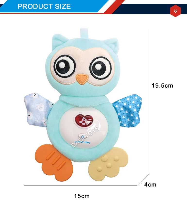 Cute Cartoon Owl Teether Baby Sleeping Toy Set With Light And Music ...