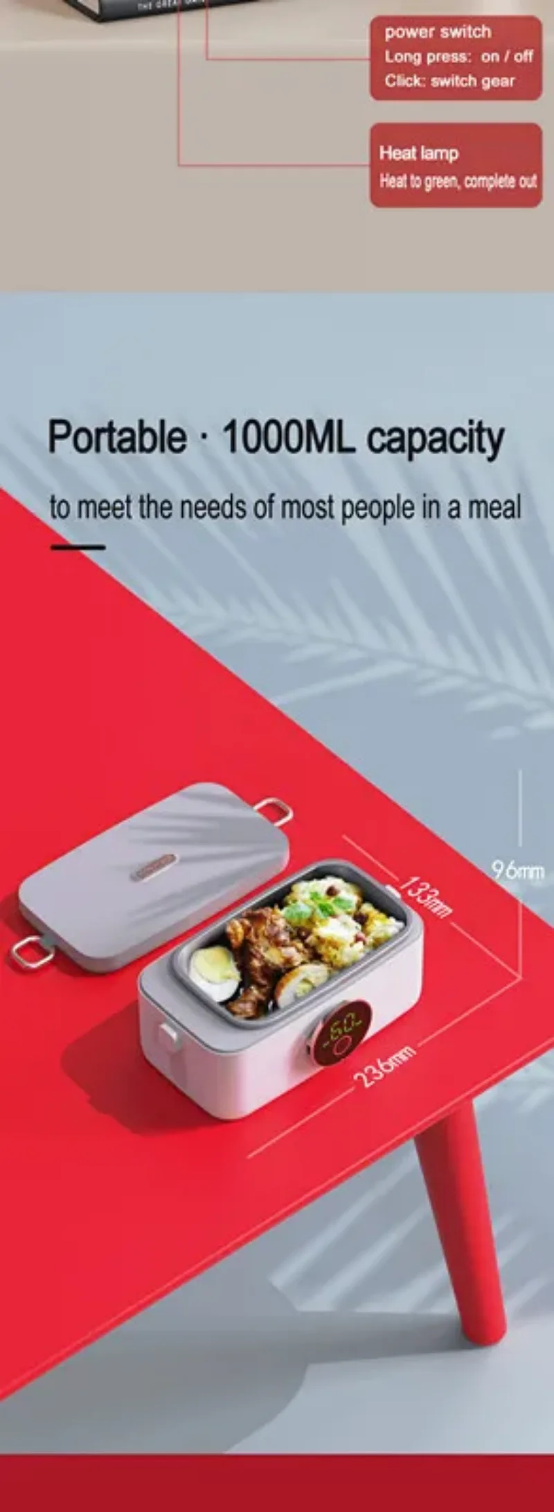 16000mah Wireless Electric Lunch Box - Portable & Insulated