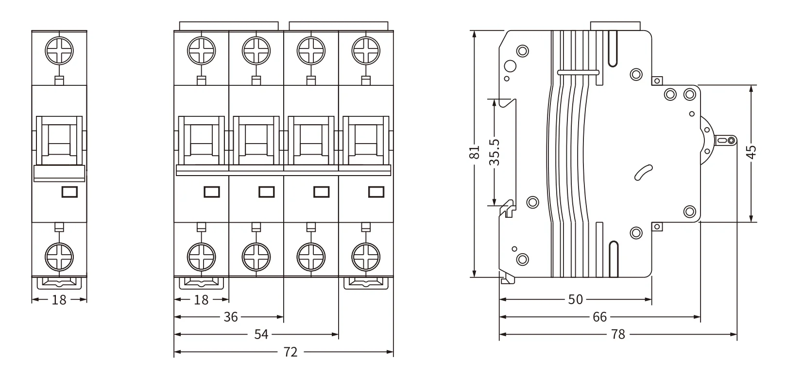 Etek Breaker Ekm1-63dc 4 Phase Dc Circuit Breaker 1000 Vdc Reted ...