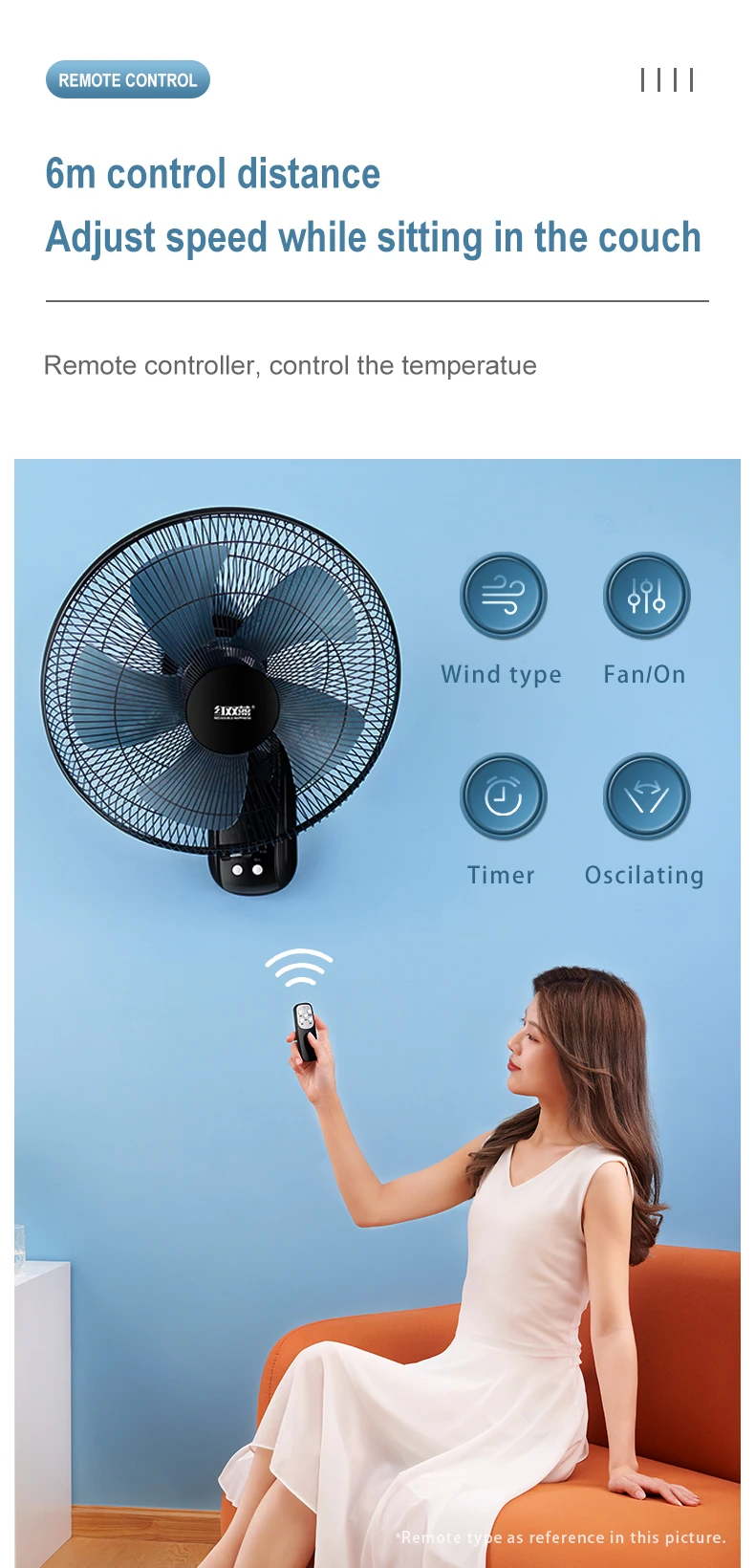 Wall Mounted Fans with Linear Grille & Remote Control