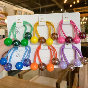 Mylulu Kids Big Bead Hair Balls For Girls Ponytail Tie Accessories Hair ...