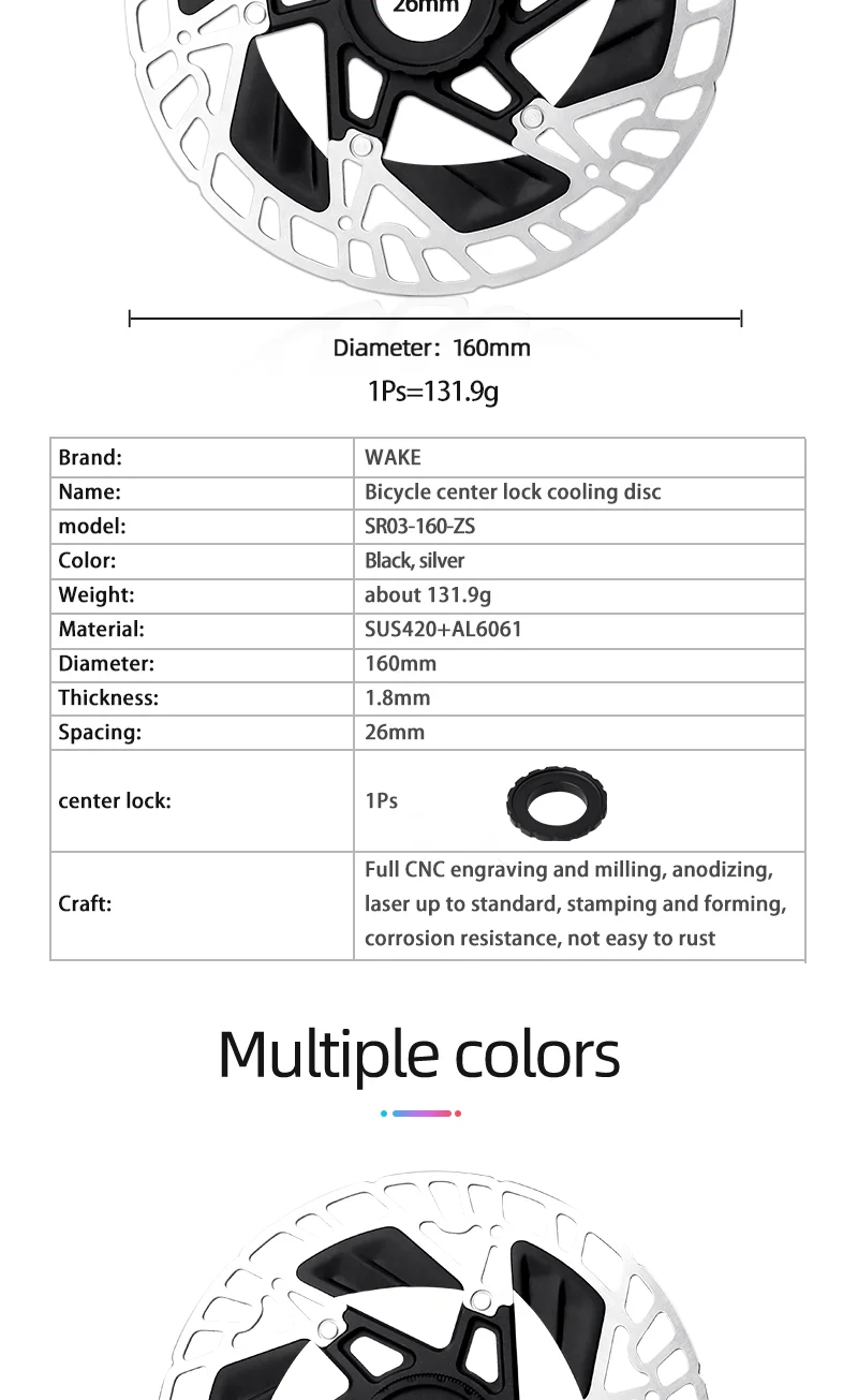 Mtb Road Cycle Bicycle Cooling Brake Disc 160mm Aluminum Bicycle Center ...