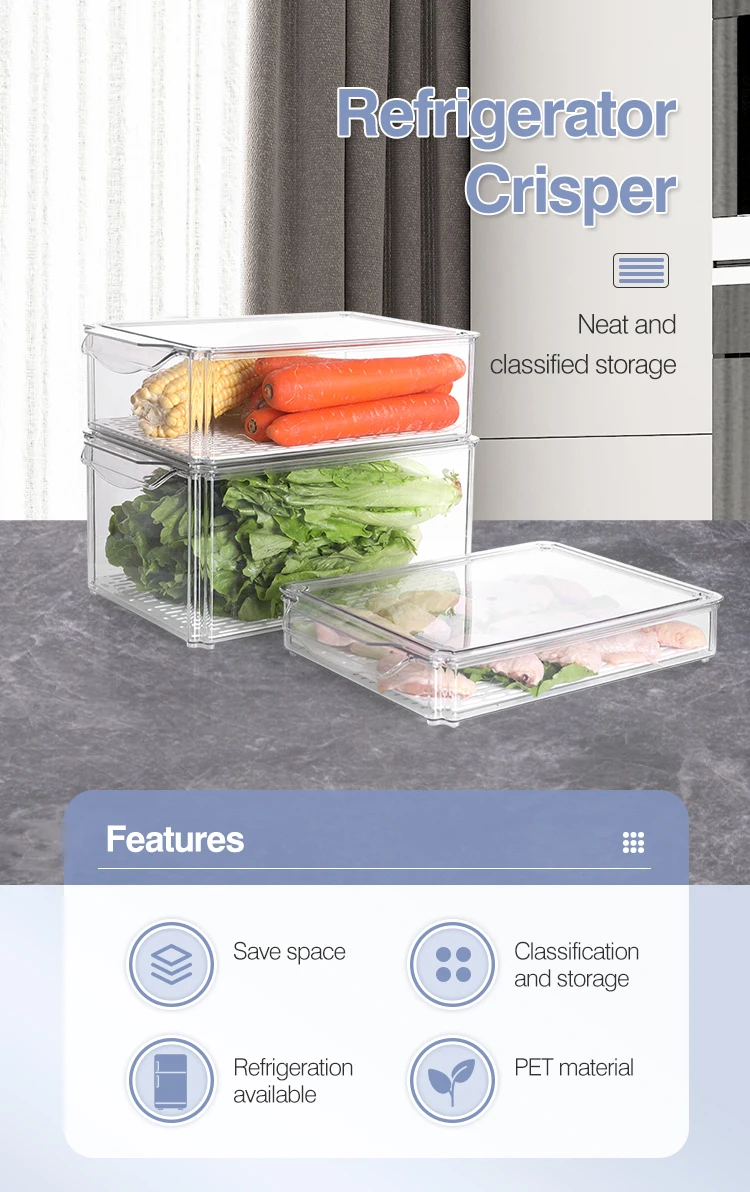 Bpa Free Plastic Pet Transparent Refrigerator Food Storage Box For ...