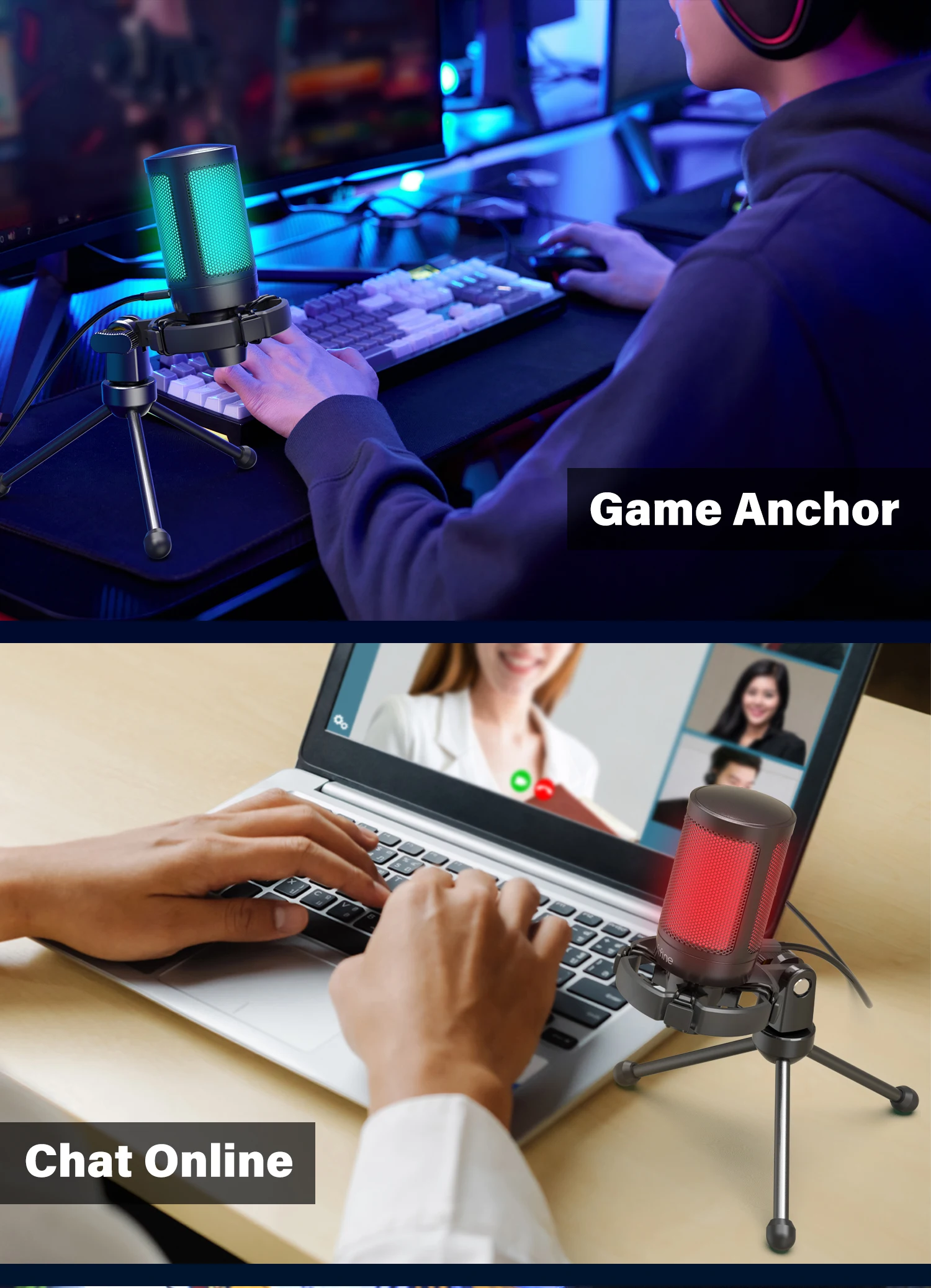 Fifine A2 Condenser Gaming Microphone - RGB Streaming Mic