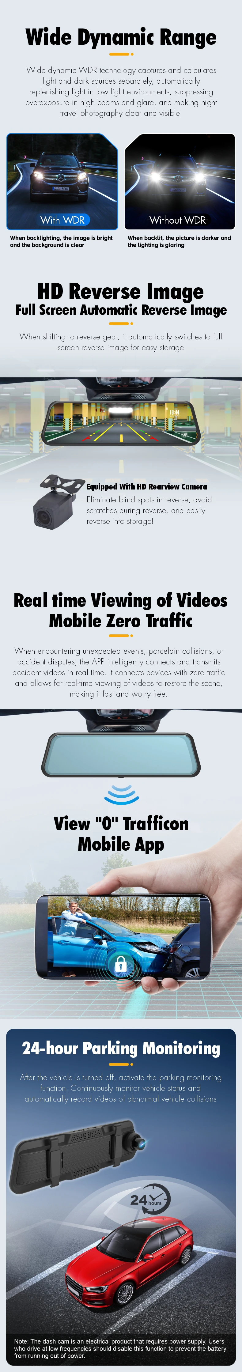 OEM 9.66 Inch IPS Streaming Mirror Monitor GPS Car DVR