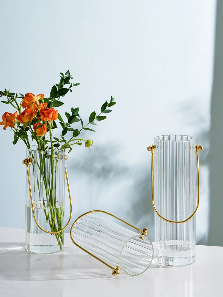 Portable Simple Clear Glass Vase Transparent Water Raised Design For ...