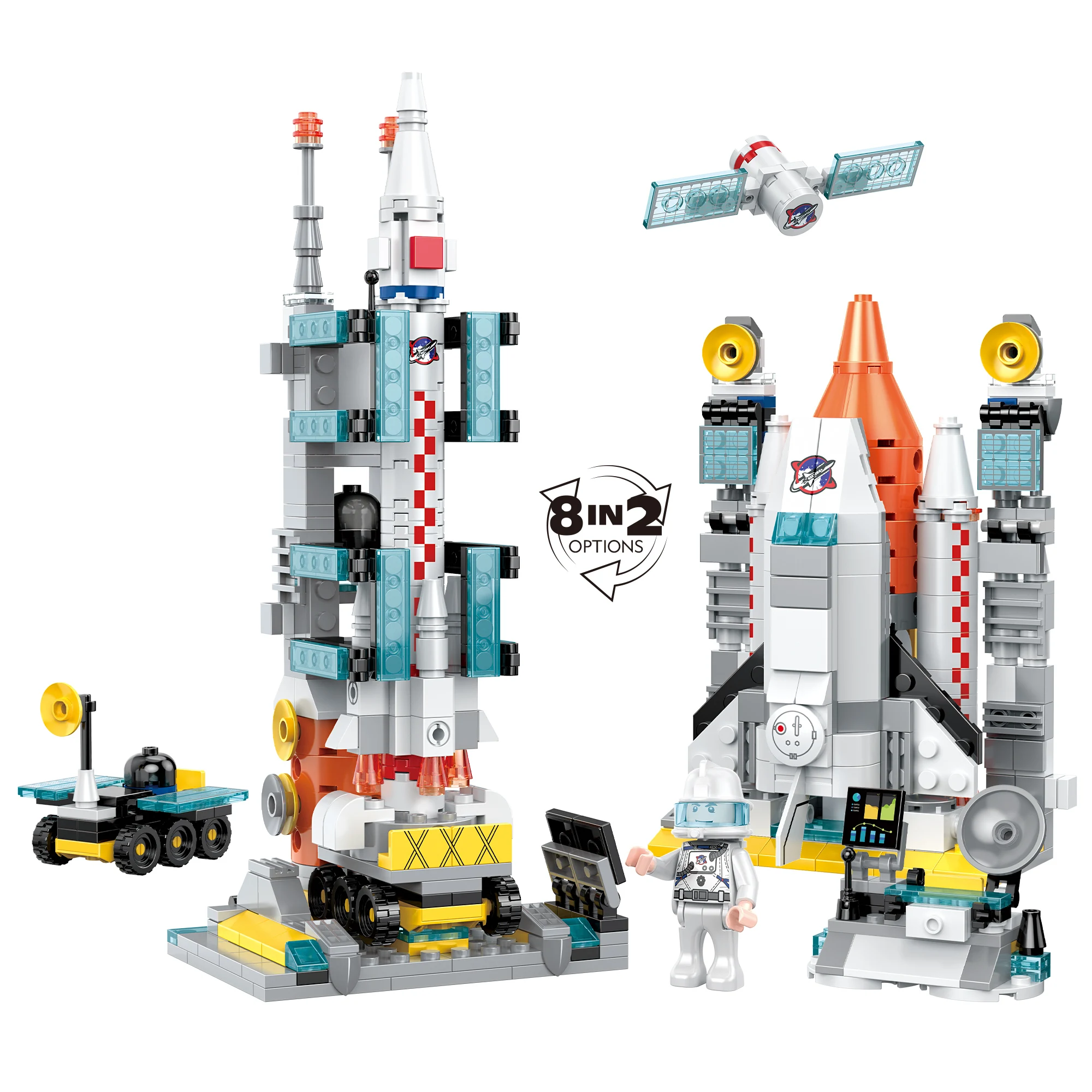 Cogo Kids Educational Assemble 8 In 2 Mini Space Plane Series Bricks ...