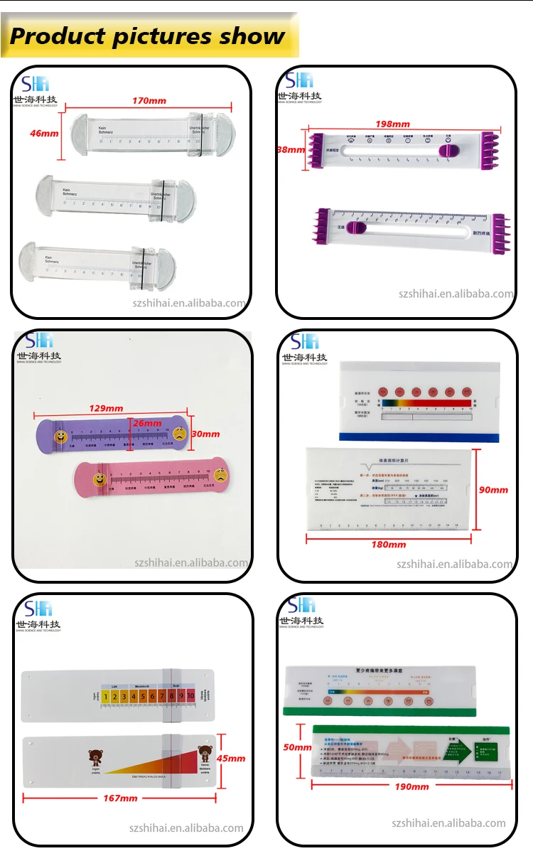Wholesale Best Selling Pain Scale Ruler Custom Printed Plastic Medical ...
