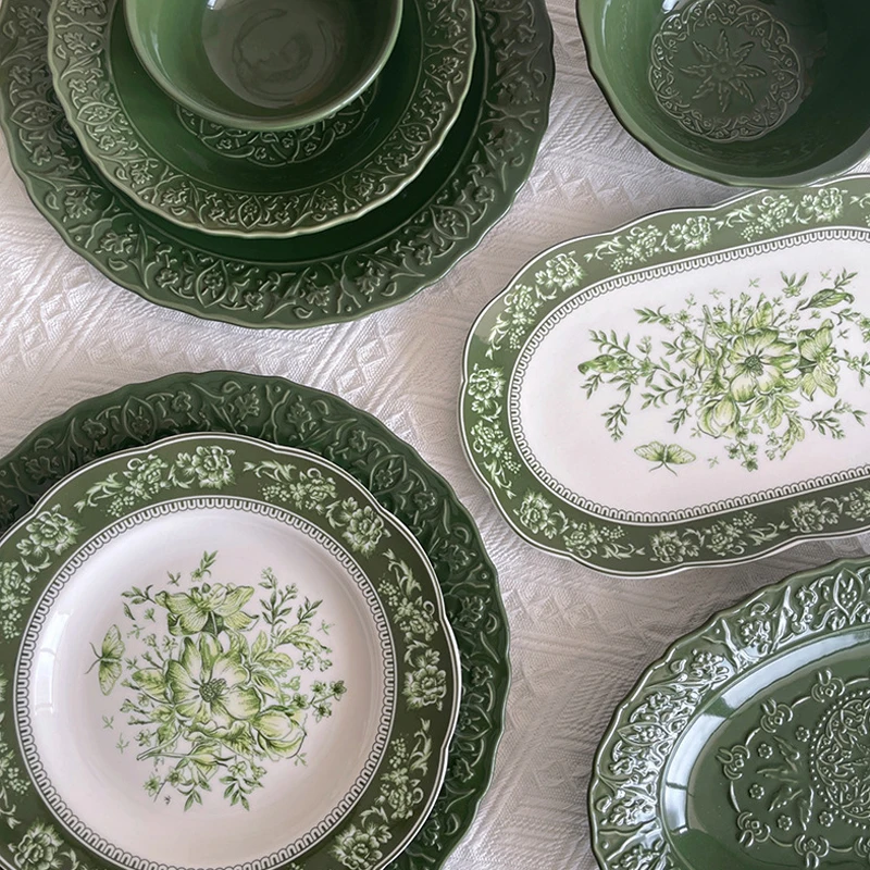 Emerald Green Ceramic Dinnerware Set with Gift Box Packing Service for ...