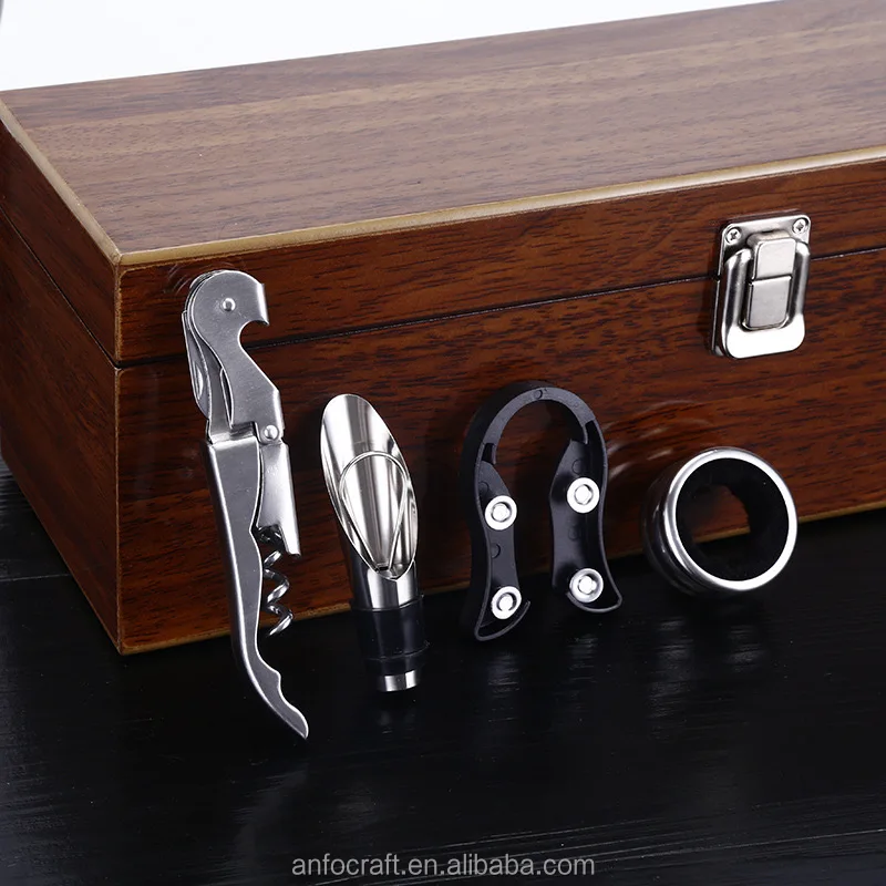 Wooden Red Wine Box Set Premium Single Bottle Gift Case With Hinged Lid ...
