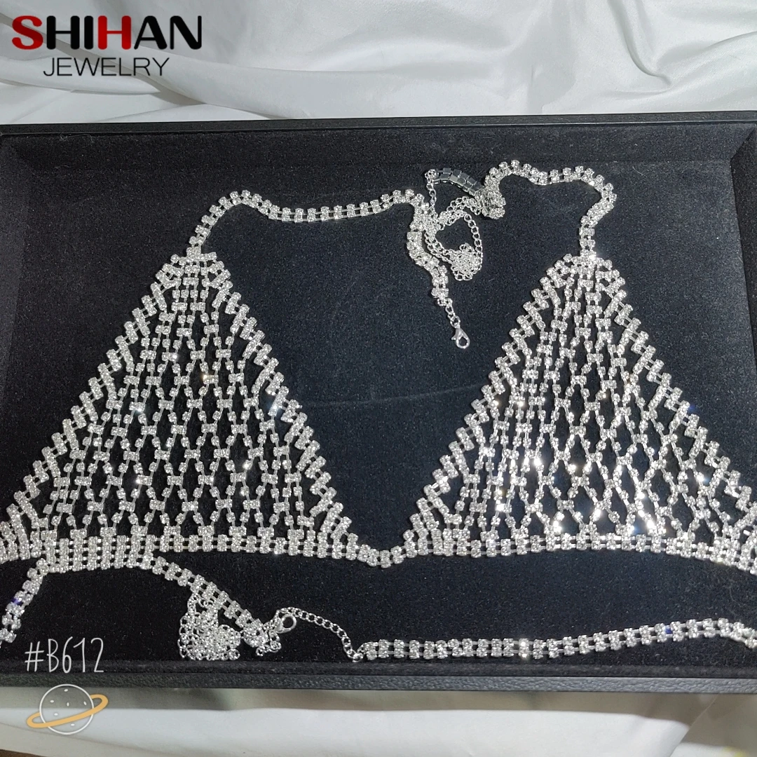 Sexy Bra And Thong For Women Underwear Set Rhinestone Hollow Body ...