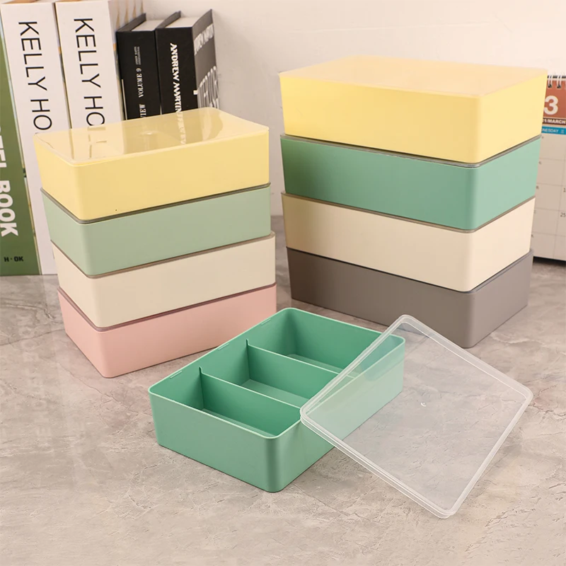 Colored Square Plastic Storage Box Transparent With Cover Dustproof ...