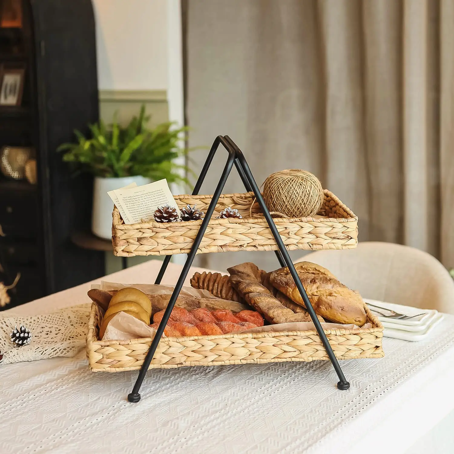 Serving Tray Display Stand Rustic Farmhouse Kitchen Coffee Table for ...