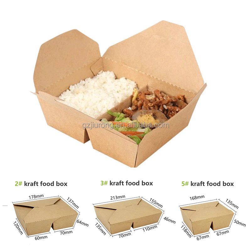 Custom Multi-compartments Food Packaging Kraft Paper Takeaway Food ...
