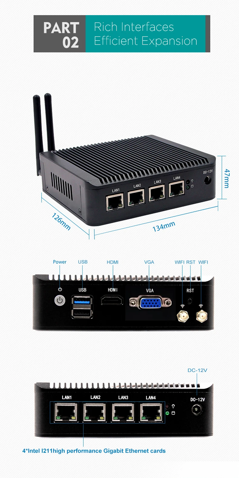 Zunsia Industrial Mini Pc Pfsense X86 Thin Client Network Computer ...